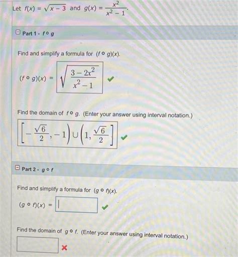 solved let f x x−3 and g x x2−1x2 part 1 fog find and