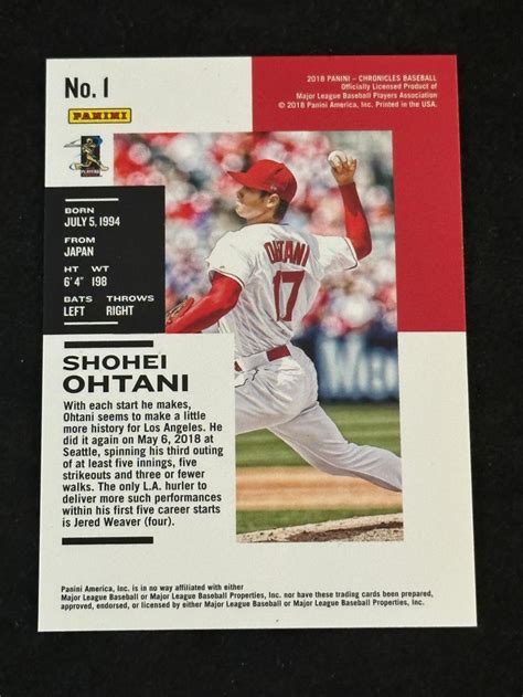 Lot 2018 Panini Chronicles Shohei Ohtani Rc