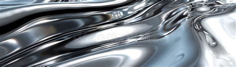 Abstract Fluid Metallic Surface With Reflective Silver Waves Creating A Textured And Dynamic