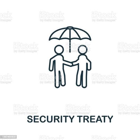 보안 조약 아이콘입니다 Gdpr 컬렉션의 선 스타일 요소 템플릿 인포 그래픽 등을위한 얇은 보안 조약 아이콘 가정 생활에 대한