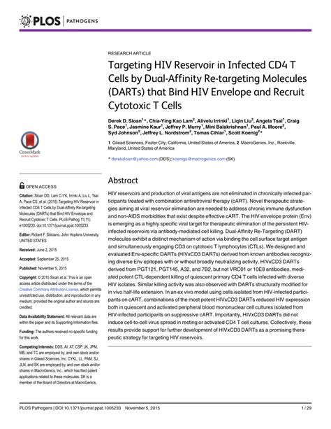 Pdf Targeting Hiv Reservoir In Infected Cd4 T Cells By Dual Affinity