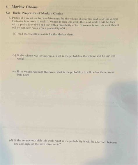 Solved Markov Chains Basic Properties Of Markov Chains