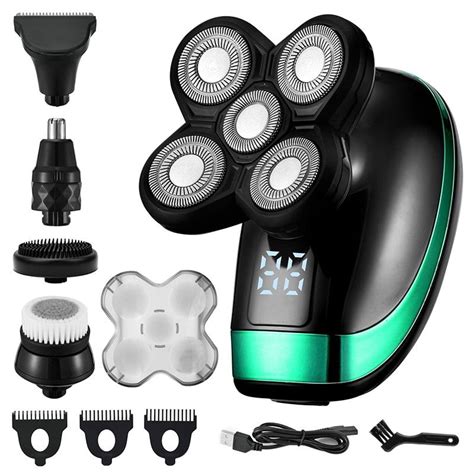 Barbeador Elétrico 4D 5 em 1 Recarregável Cabeças Flutuantes Kit