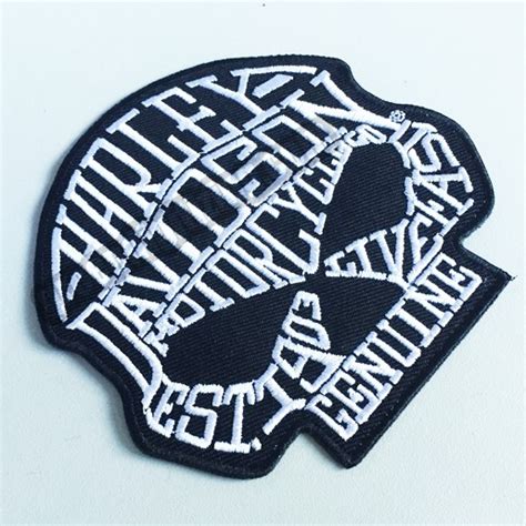 Hd Black Skull Embroidered Patch Biker Life