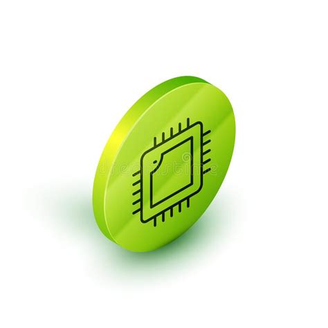 Isometric Line Computer Processor With Microcircuits Cpu Icon Isolated