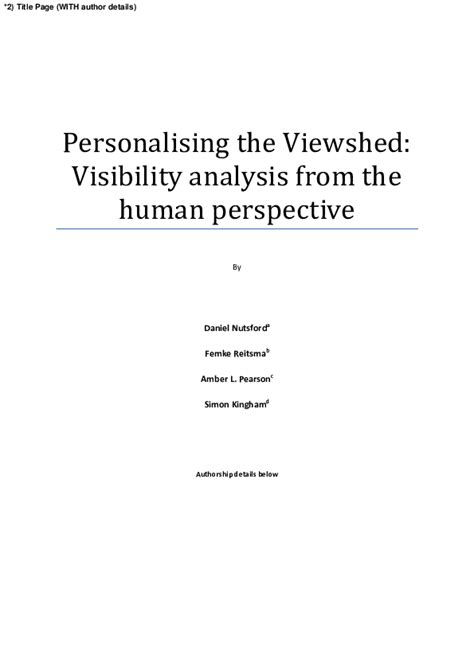 pdf personalising the viewshed visibility analysis from the human