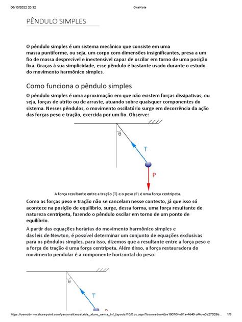 Pêndulo Simples Pdf Pêndulo Oscilação
