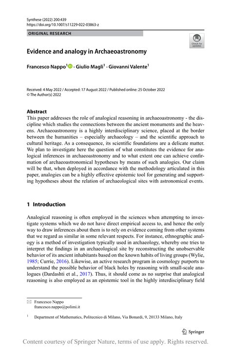 Pdf Evidence And Analogy In Archaeoastronomy