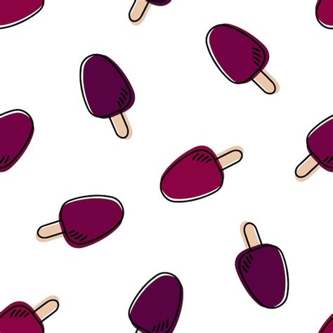 Premium Vector Seamless Pattern With Purple Hand Drawn Ice Creams