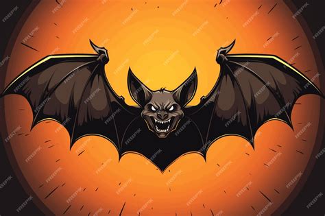 Premium Vector A Drawing Of A Bat With A Face On Its Face