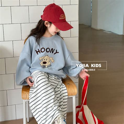 몽키카카 여아 주니어 초등학생 봄 가을 데일리룩 허니 맨투맨 상하세트 에이블리