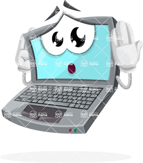 Computer Cartoon Vector Character Aka Topper The Friendly Laptop