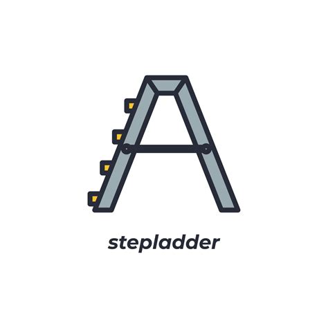 Vector Sign Stepladder Symbol Is Isolated On A White Background Icon