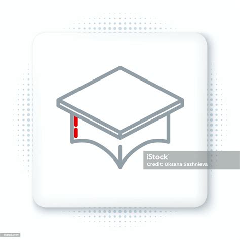 Icône De Capuchon De Graduation De Ligne Isolée Sur Fond Blanc Chapeau