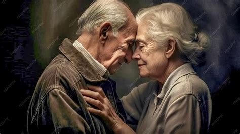 Влюбленные пожилые люди целуют друг друга любовью в любом возрасте