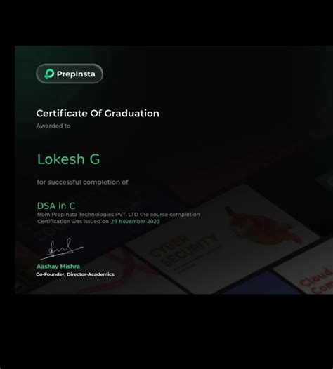 lokesh g on linkedin hi connection this is my certificate about dsa in c language