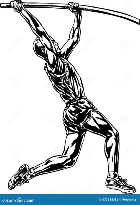 Pole Vaulter Vector Illustration 137685386