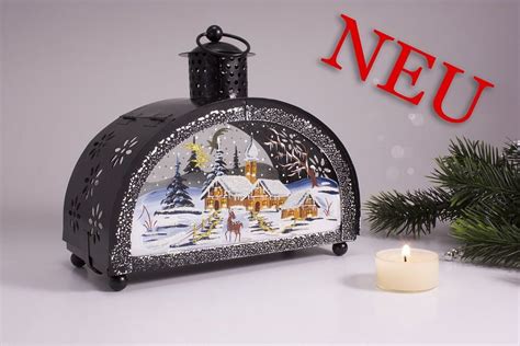 Kleine Handbemalte Laterne Mit Winterlandschaft Neues Motiv