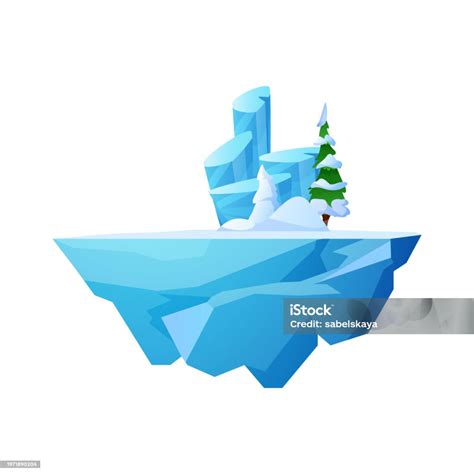 게임 수준 플랫폼 얼음 비행 섬 흰색 벡터 일러스트 레이 션 겨울에 대한 스톡 벡터 아트 및 기타 이미지 겨울 공중 공중