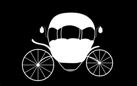 Black And White Cinderella Fairytale Carriage Vector Illustrati