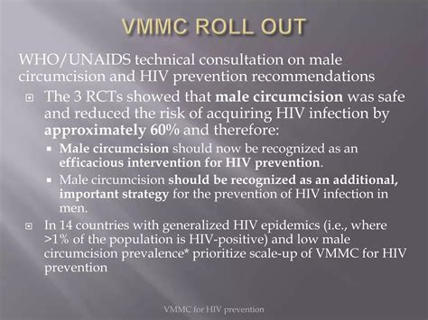 Voluntary Medical Male Circumcision Vs Hiv Preventionevidence Ppt