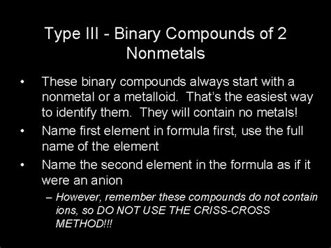 Nomenclature Chapter 5 Classifying Binary Compounds Compounds Containing