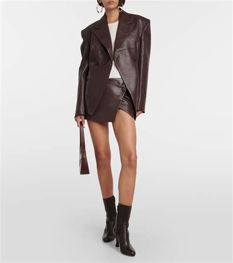 Mille Faux Leather Wrap Miniskirt In Brown Aya Muse Mytheresa