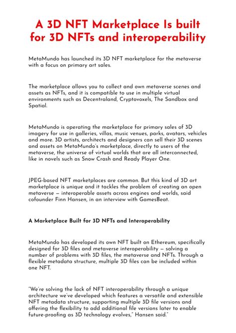 PPT A 3D NFT Marketplace Is Built For 3D NFTs And Interoperability