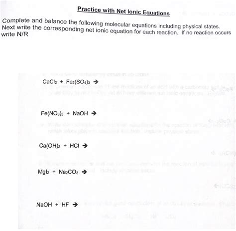 solved practice with net lonic equations complete and