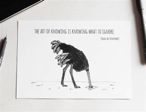 Ostrich Illustration Print With Motivational Quote Metaphorical