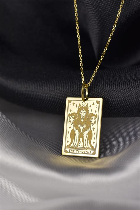 14k Gold Cerberus Necklace Greek Mythology Jewelry Dainty Gold
