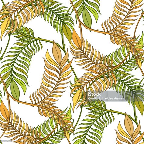 장식적인 장식적인 이음새가 없는 봄 열 대 패턴 잎이 있는 끝 없는 우아한 텍스처 디자인 직물 배경 포장지 포장 덮개를 위한