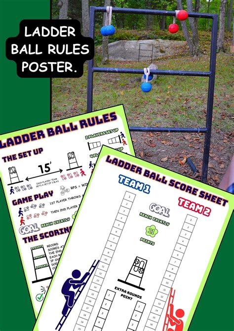 Ladder Ball Rules Poster And Score Sheets Printable Pdf How To Play