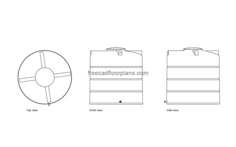 2000 Liters Water Tank Free Cad Drawings