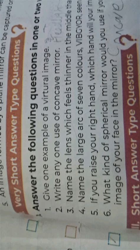 Very Short Answer Type Questionsanswer The Following Questions In One Or