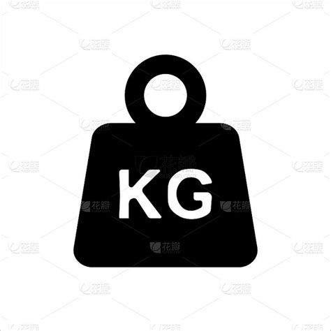 简单的kg重量剪影图标，孤立在白色孤立的背景。向量哑铃图标。平面设计。黑色的轮廓。素材 花瓣网