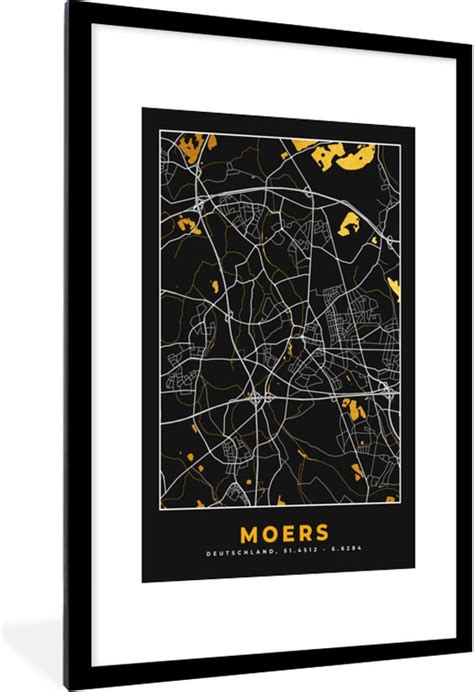 Fotolijst Incl Poster Moers Plattegrond Kaart Stadskaart