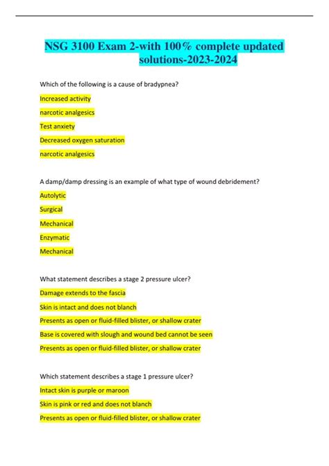 NSG 3100 Exam 2 With 100 Complete Updated Solutions NSG 3100
