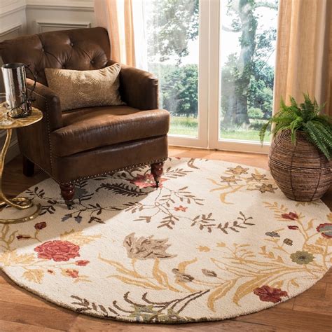 Safavieh Blossom Dicy 6 X 6 Ft Wool Beige Round Indoor Floral