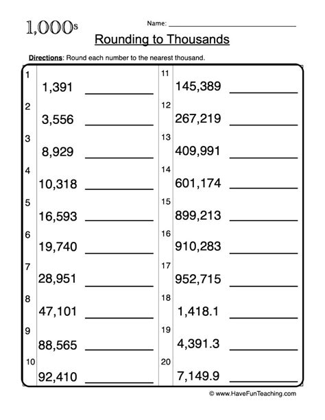 Worksheets Rounding To Thousands Hot Sex Picture