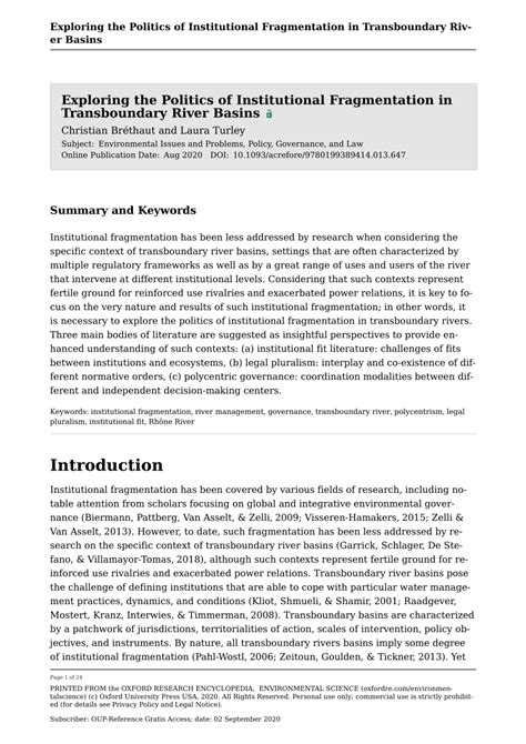 Pdf Exploring The Politics Of Institutional Fragmentation In