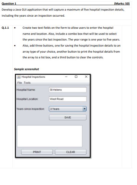 Solved Develop A Java Gui Application That Will Capture A