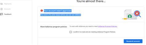 Admob Account Not Approved Due To Policy Violation But No Specifics