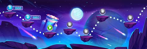 Space Game Level Map With Ufo On Alien Planet 16211025 Vector Art At