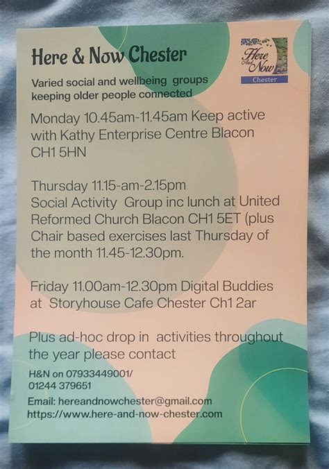 Social Activity Group Today Here And Now Chester Ltd Facebook