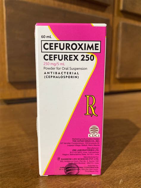 Cefuroxime Cefurex 250 250mg 5ml Powder Fo Oral Suspension 60ml