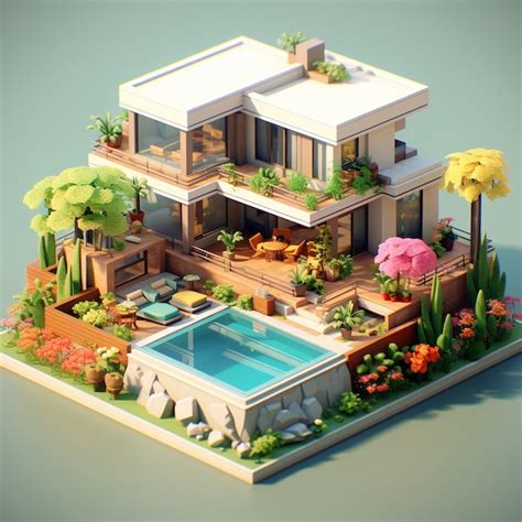 Free Photo 3d Rendering Of Isometric House