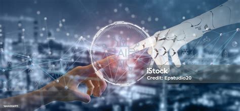 산업 개념의 인공 지능 Ai 기술 채택 비즈니스 및 산업의 디지털 및 기술 혁신 3d 렌더링 Ai 로봇과 디지털 배경에 있는