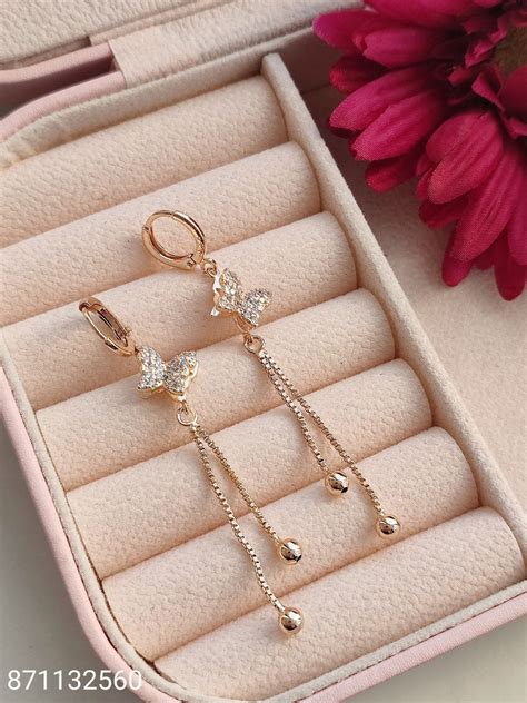 خرید گوشواره زنانه آویزی پروانه ای طلایی شیک مارک ژوپینگ رنگ ثابت ضد حساسیت کیفیت عالی کد