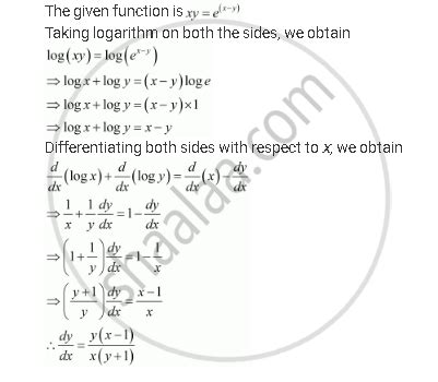 Find Dy Dx Of Function Xy E X Y Mathematics Shaalaa